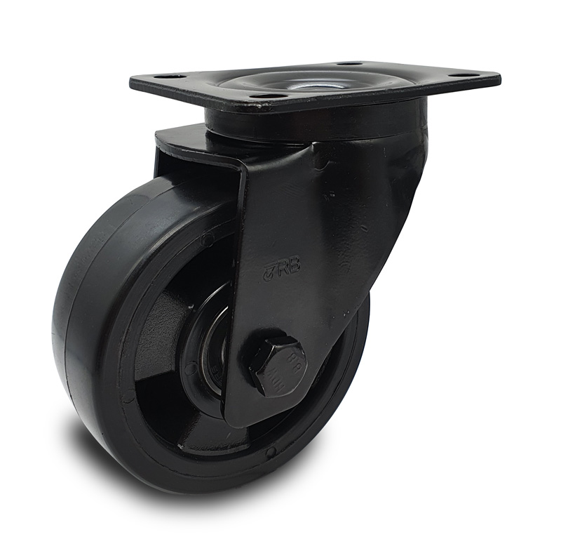 Black ECONOMY polyurethane swivel castor | Swivel castors | Castors ...