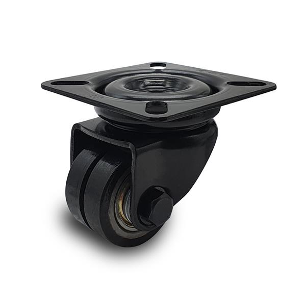 Black double swivel castor with polyurethane wheel | Swivel castors ...