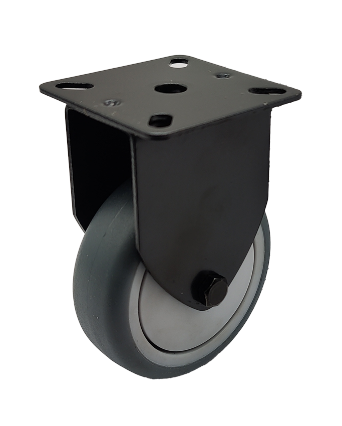 Black rubber fixed castor | Fixed castors | Single Castors | Castors ...